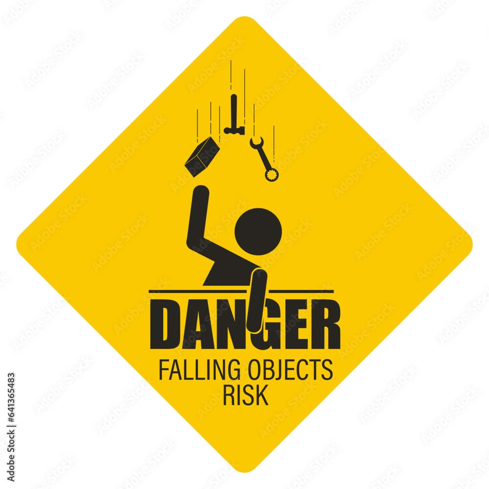 Isolated illustration of black square safety sign hammer, wrench, steel ...