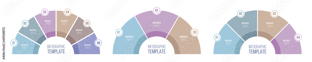 Set of round infographic charts. Infographic design template with 3, 4 ...