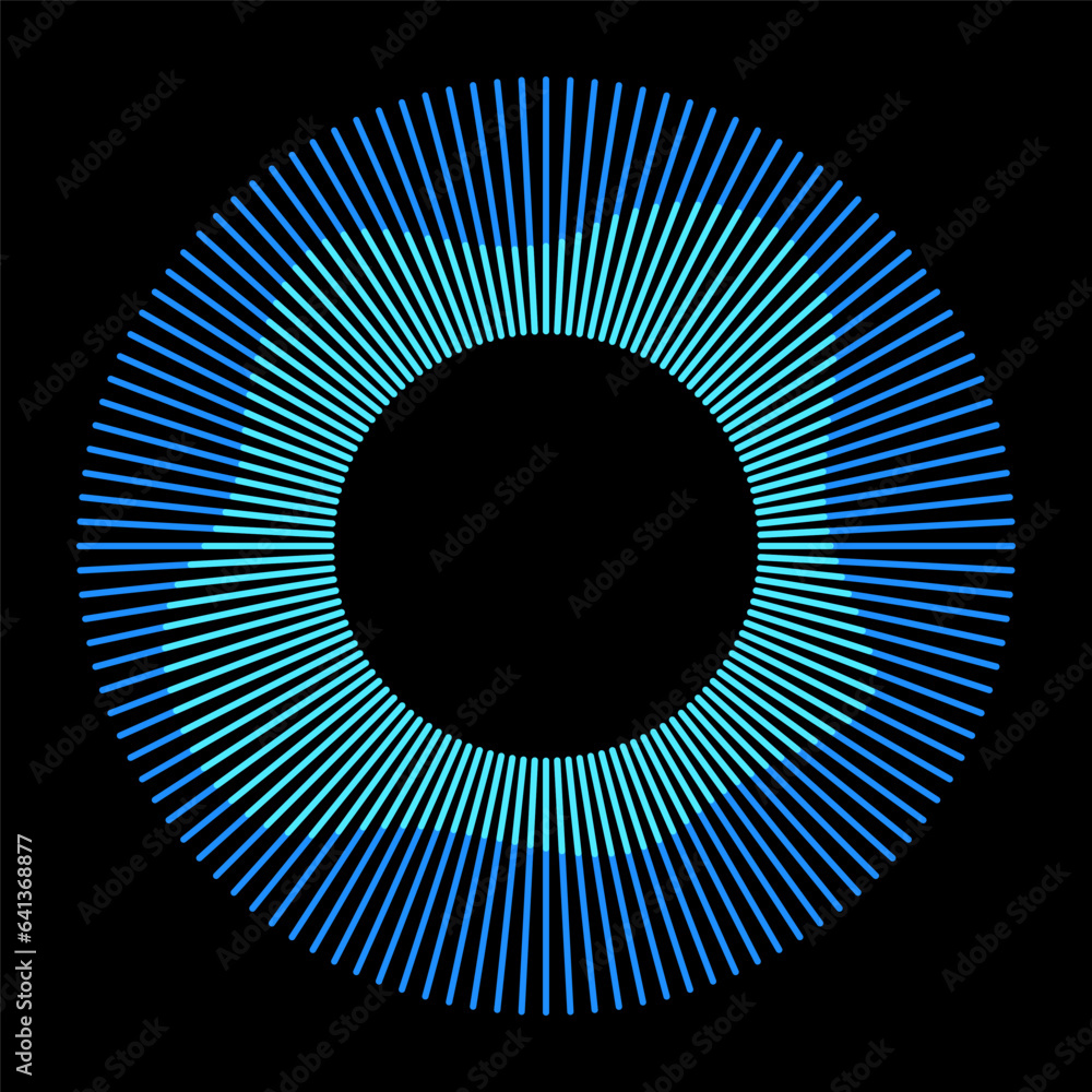 Abstract circle vector symbol. Radial concentric blue and turquoise ...