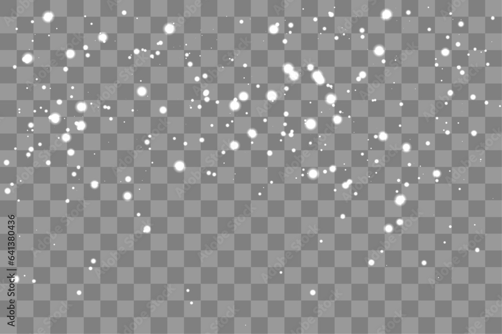Falling realistic snow on a transparent background. Christmas snowfall ...
