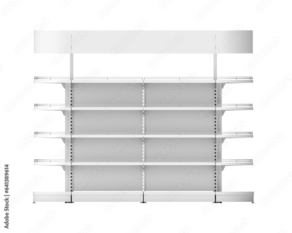 Poster Trade display showcase with metal shelves with topper isolated ...