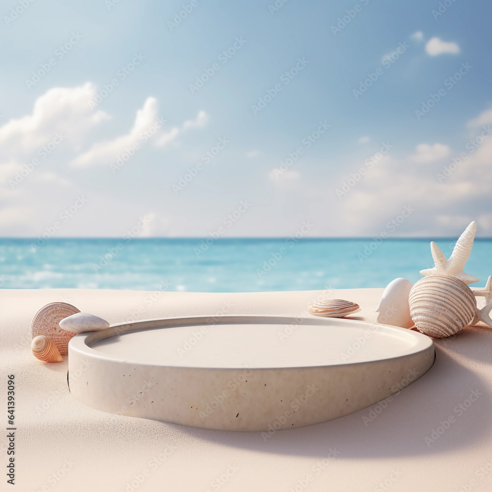 Minimal round marble podium, Aesthetic summer dais, 3D podium with a ...