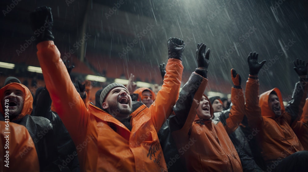 excited emotional crowd of sport fans screaming on match at stadium ...