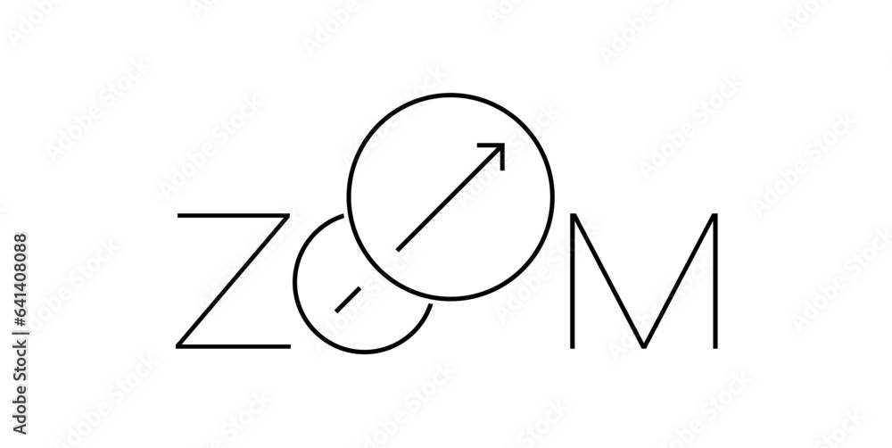 zoom word with arrow sign in white background. zoom logo Stock Vector ...