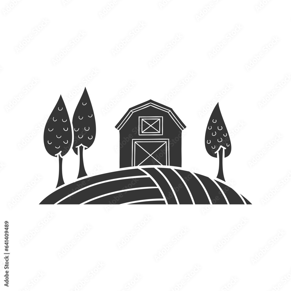 Barn Field Icon Silhouette Illustration. Agriculture Building Vector ...