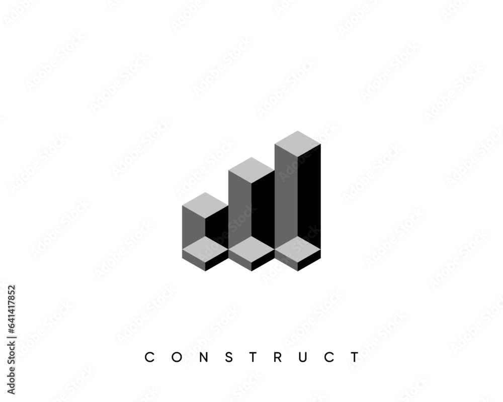 Construct logo design. 3d geometric vector symbol for construction ...