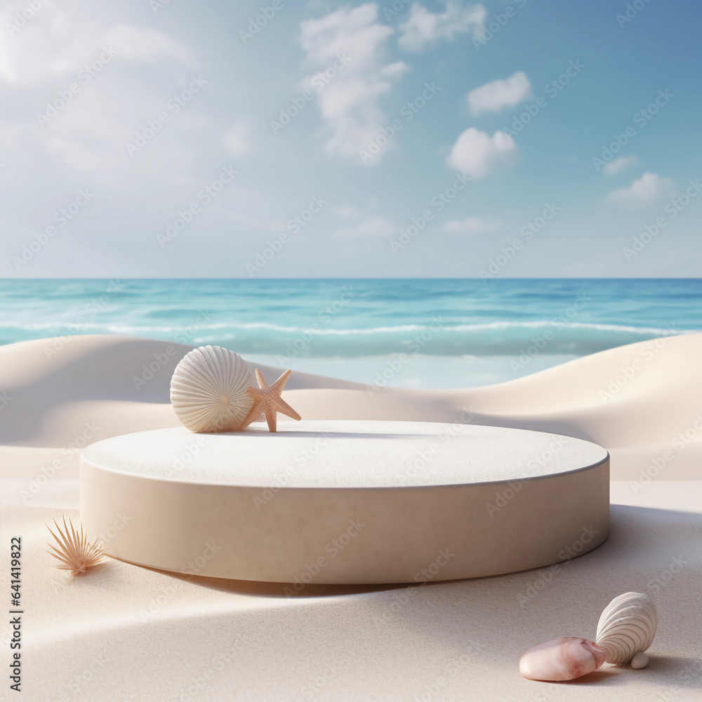 Minimal round marble podium, Aesthetic summer dais, 3D podium with a ...