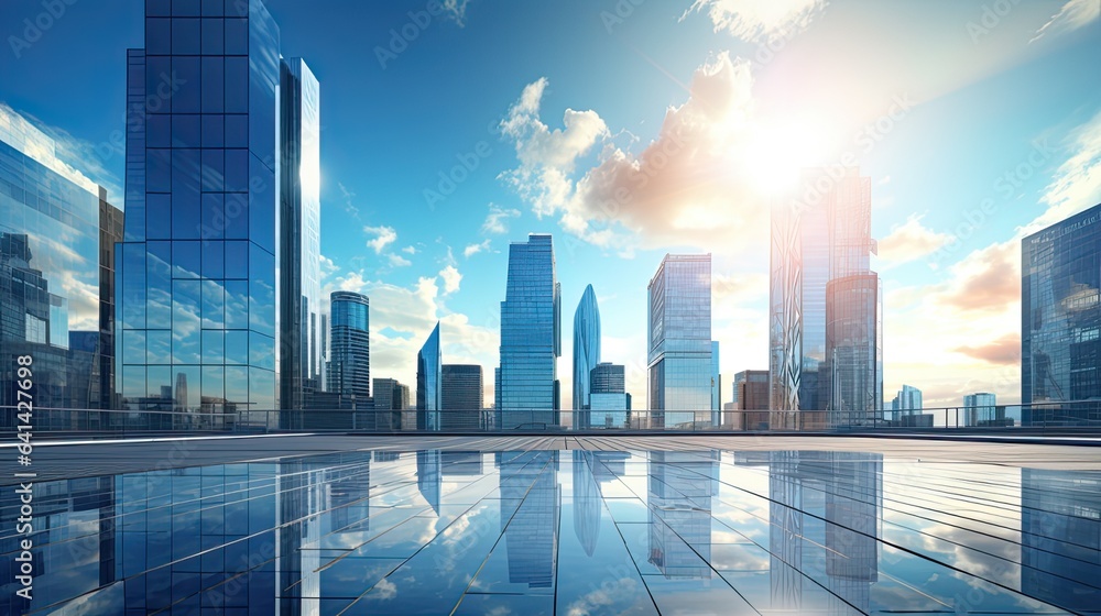 Modern office building or business center. High-rise windor buildings ...