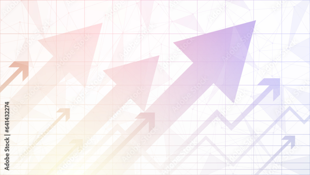 Rising business illustration with colorful upward arrows on a white ...