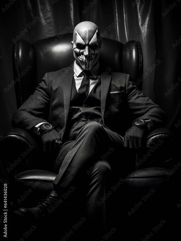 black and white, cosplayers as iconic film villains, studio setup ...
