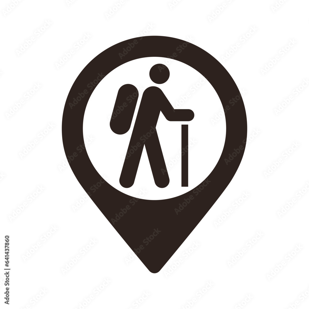 Hiking trail map pin. Tourist trail location pin. GPS trail location ...