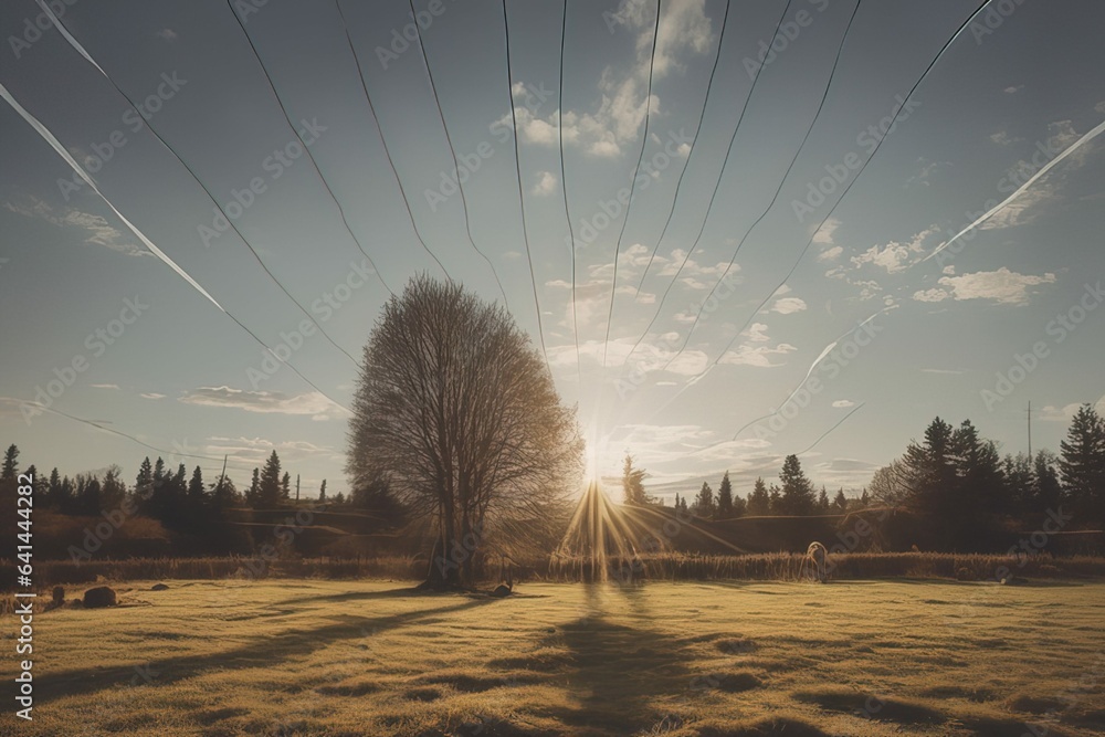 power lines on a background of the trees.power lines on a background of ...