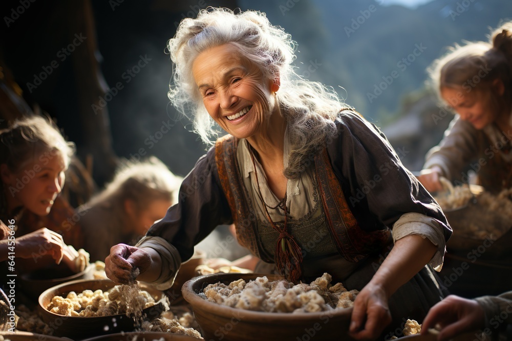 National Dumpling Day. Happy people make and eat dumplings. AI ...