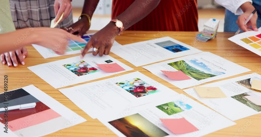 Marketing, documents and team hands for collaboration, brand ...