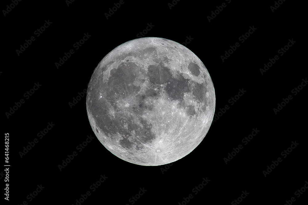 Wolf Moon. Super full moon with dark background. Madrid, Spain, Europe ...