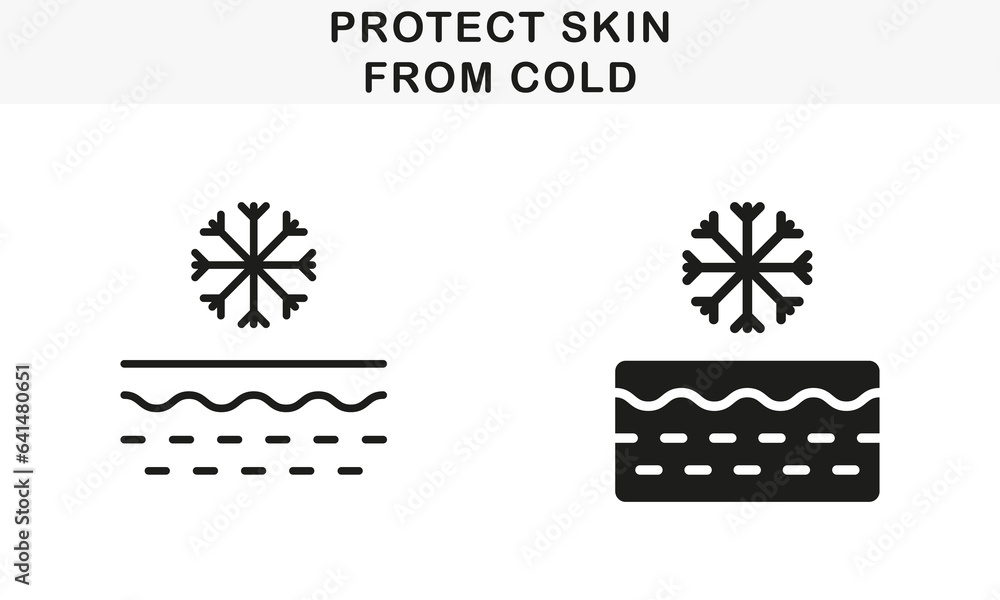 Barrier from Cooling Symbol Collection. Snowflake on Skin Layer. Skin ...