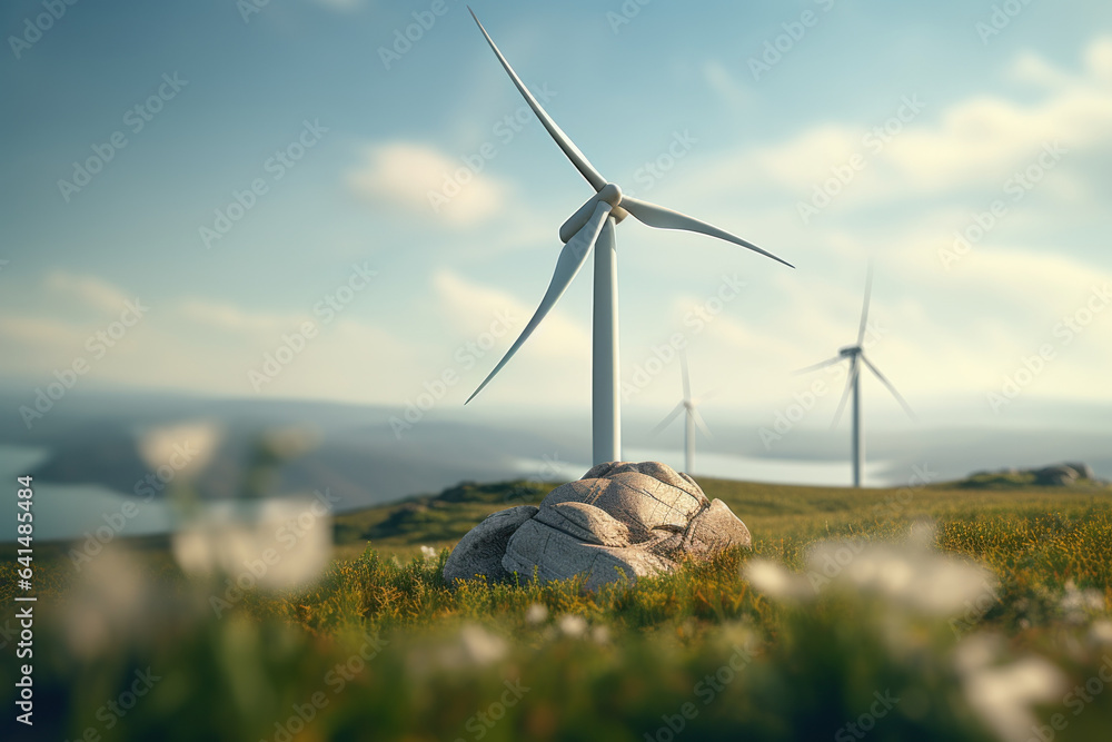 A brand's logo is paired with images of renewable energy sources ...