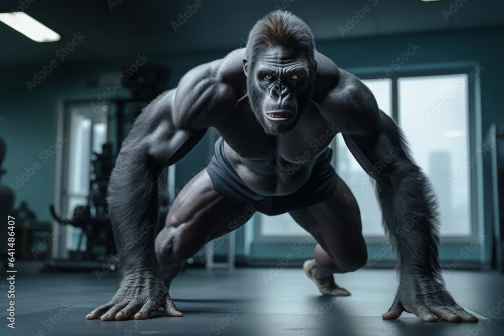 A fitness enthusiast performs a side gorilla walk, replicating the ...