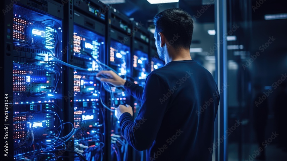 systems engineer configuring server clusters generative ai Stock Photo ... systems engineer configuring server clusters generative ai Stock Photo ...