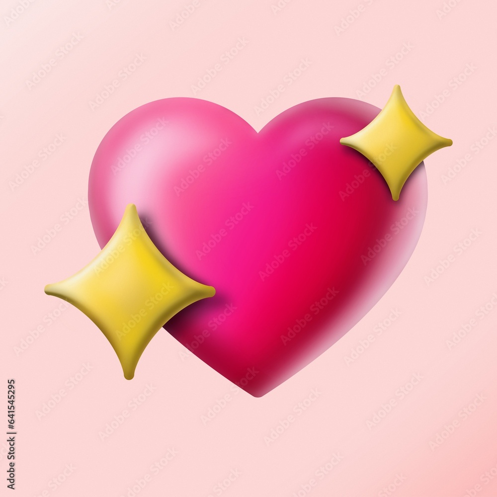 Iphone Emoji heart with stars illustration. Pink emoji are vector like ...