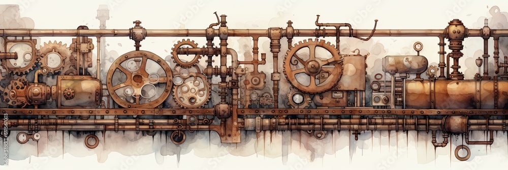watercolor of steampunk industrial background, generative AI Stock ...