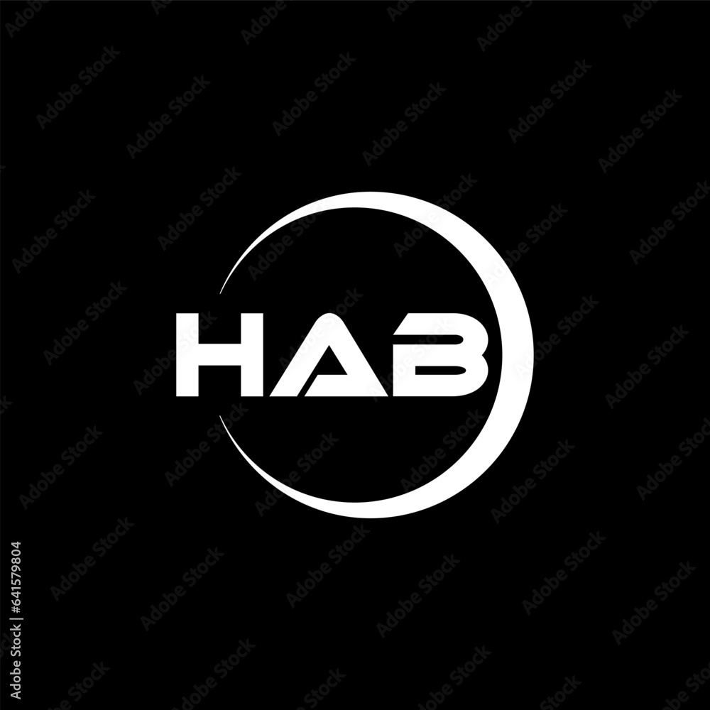 HAB letter logo design with black background in illustrator, cube logo ...