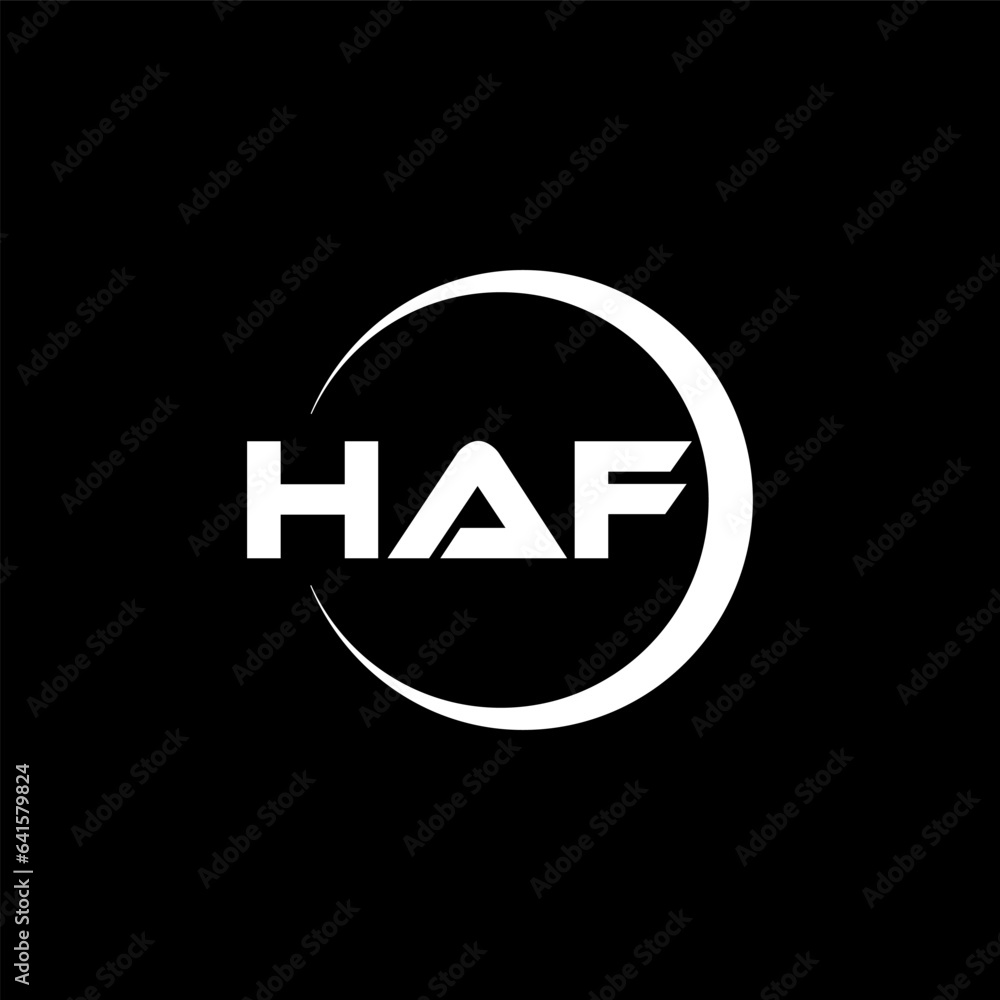 HAF letter logo design with black background in illustrator, cube logo ...