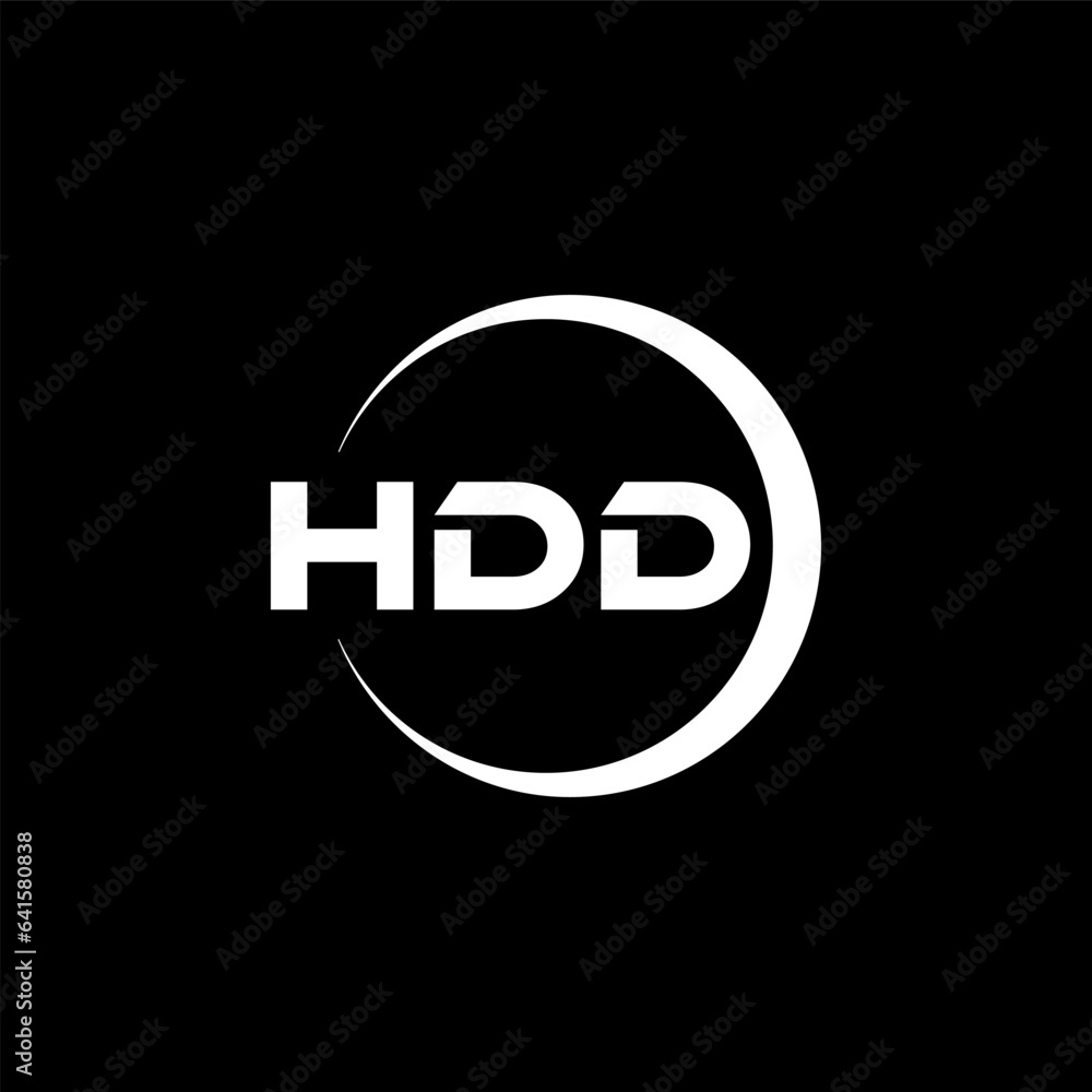 HDD letter logo design with black background in illustrator, cube logo ...