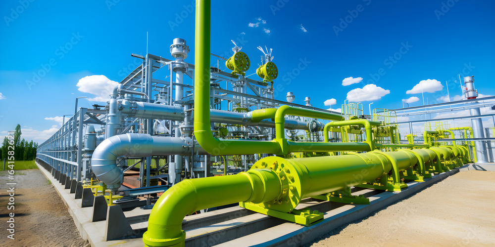 Green Hydrogen renewable energy production pipeline. Green hydrogen gas for clean electricity ...