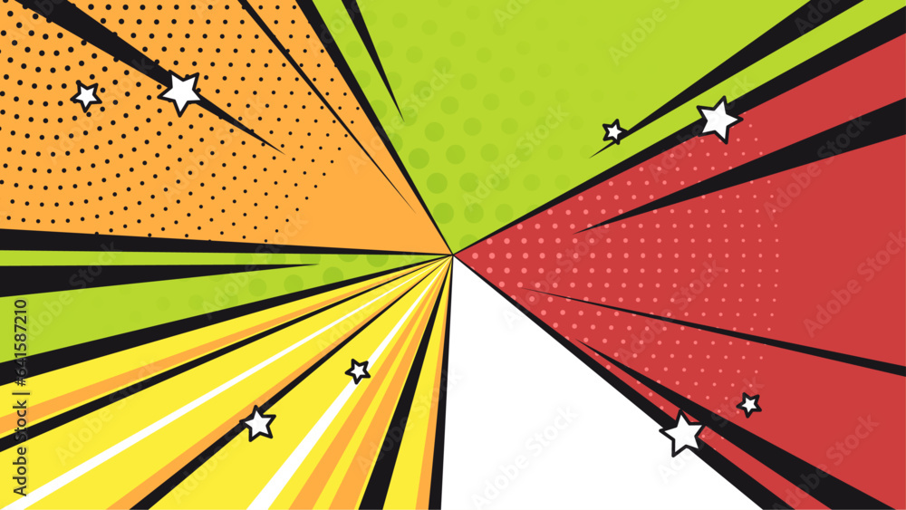 Colorful vector comic cartoon style wallpaper zoom background Stock ...