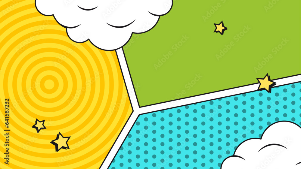 Colorful vector comic cartoon style wallpaper zoom background Stock ...