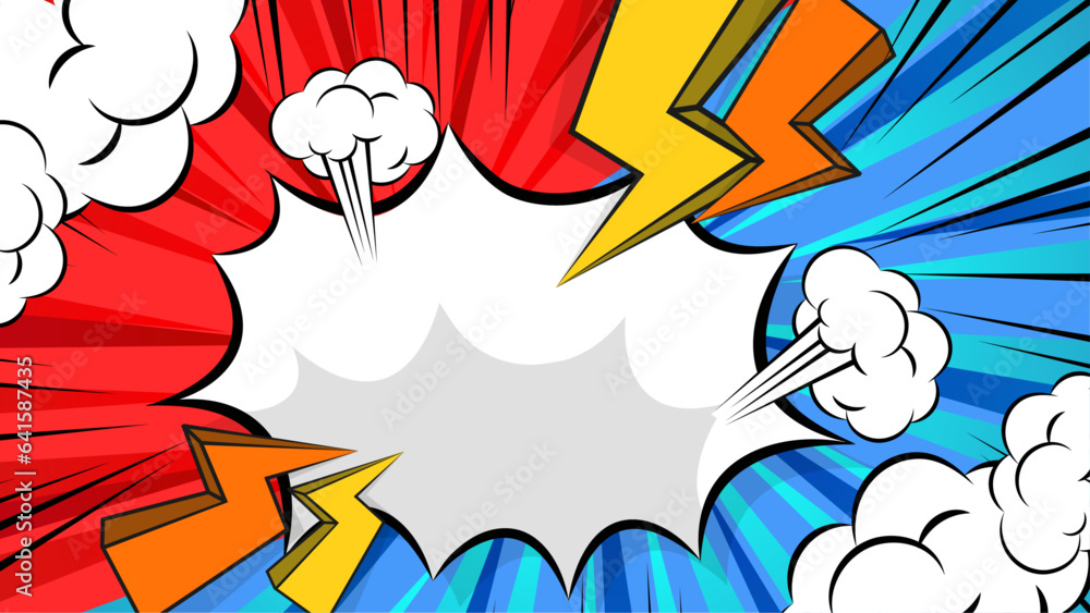 Colorful comic cartoon contrast background with halftone frame and ...