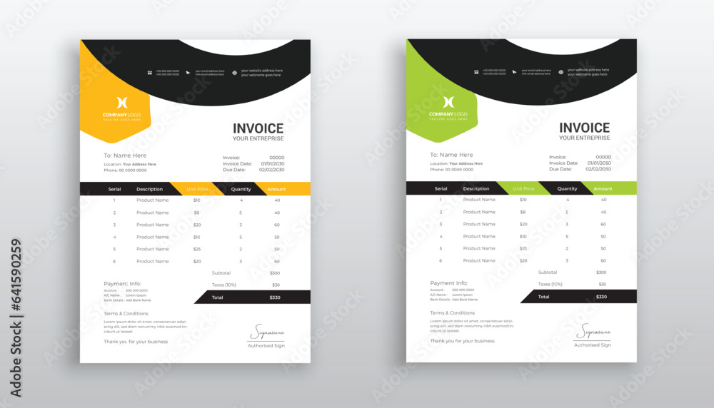 professional creative Invoice template design for your business Stock ...