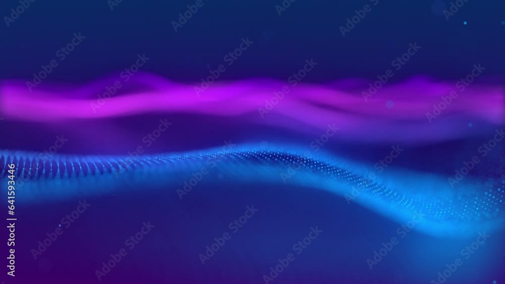 Elegant blue and purple wave made of particles slightly moving ...
