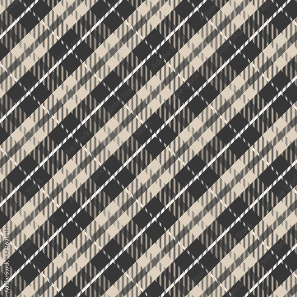 Seamless diagonal plaid and checkered patterns in black brown and white ...