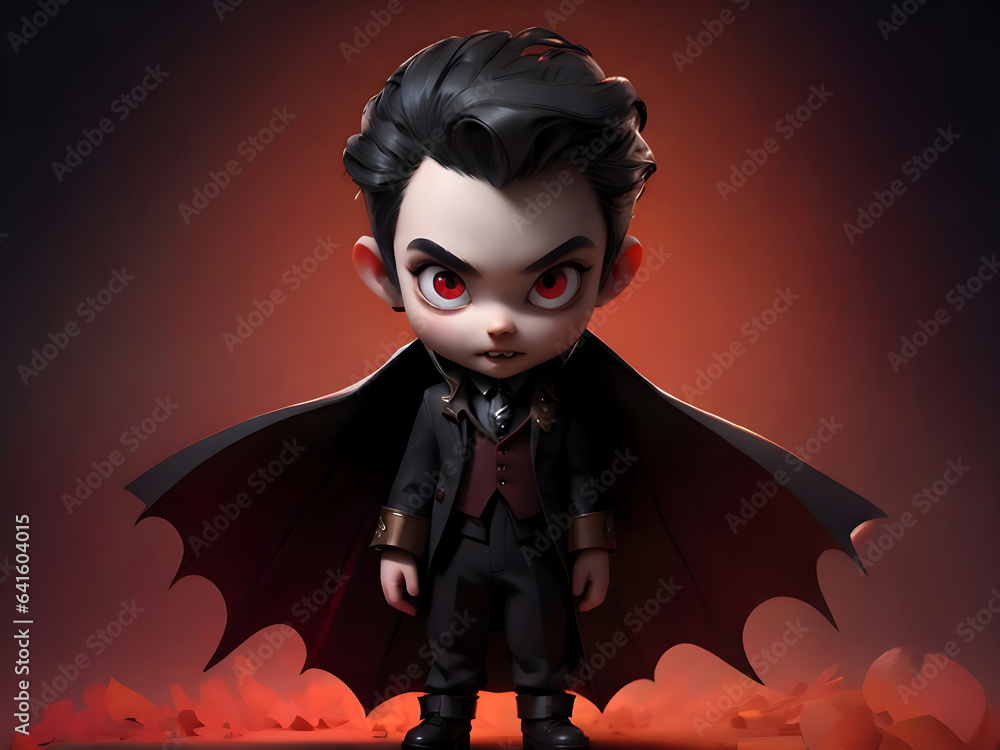 chibi cartoon vampire character with red eyes and fang ai generated ...