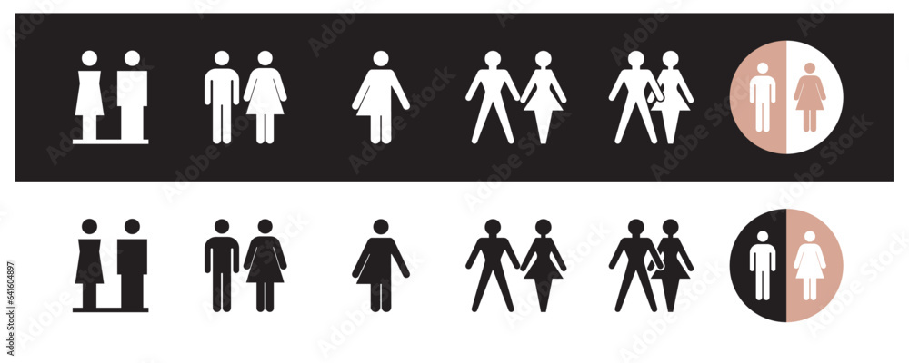 Man, woman and unisex icons set. Male, female and sign and symbol ...