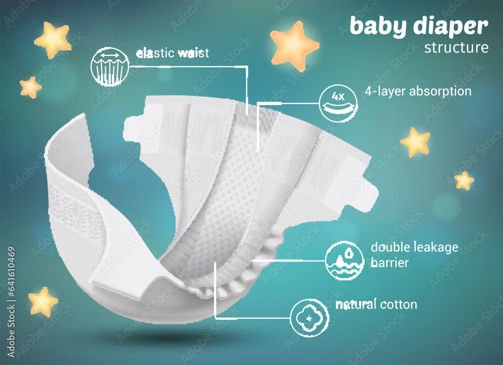 Baby Diapers Advertisement Stock Vector | Adobe Stock