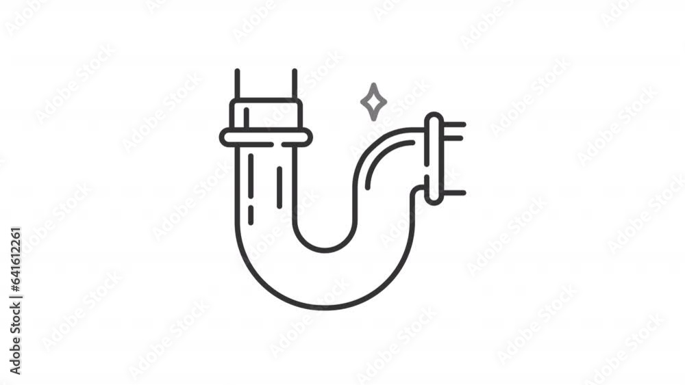 Black icon animation of waste pipe cleaning, HD video with transparent ...