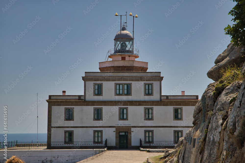 Finisterre Lighthouse built in 1853 on the Atlantic coast, with a ...