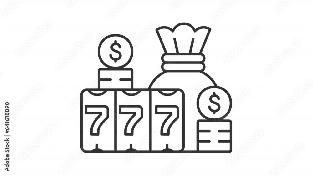 Black thin linear animation of jackpot, HD video with transparent ...