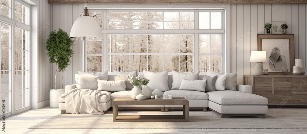 home interior design concept with cosy living room design by farm house ...