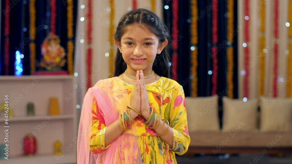 Diwali greetings by a young Indian girl namaste greetings on the Diwali ...