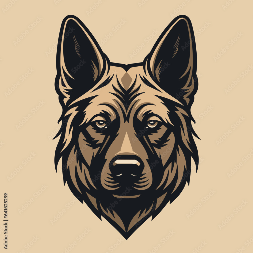Dog face, portrait, icon, German Shepherd, German Shepherd face, vector ...