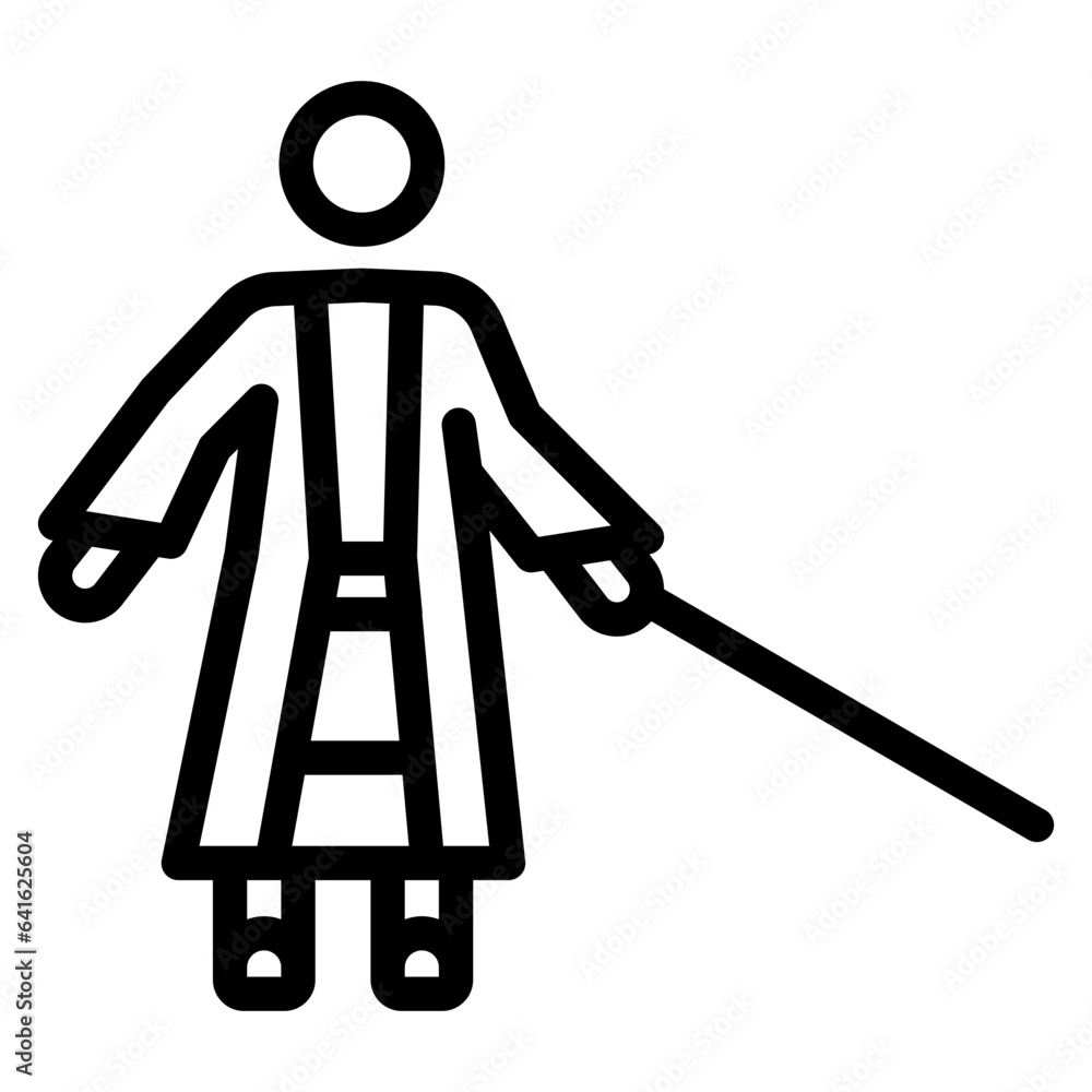 Jedi Master Qui Gon Jinn line icon, star wars concept, jedi with ...