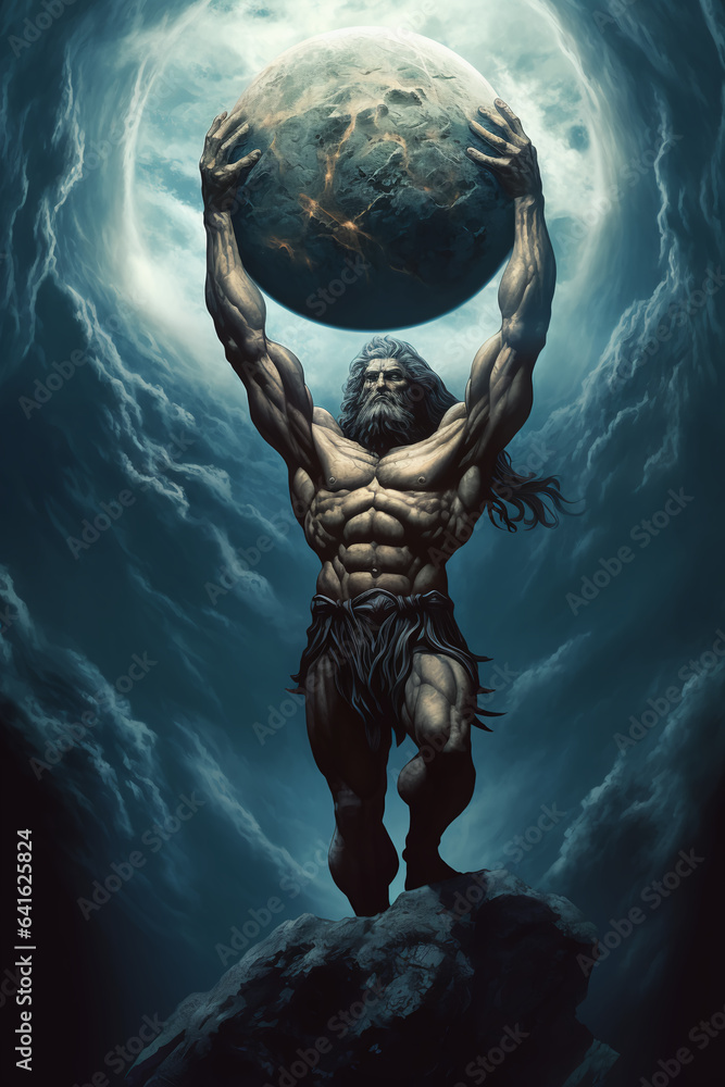 Atlas God. Mythical image Stock Illustration | Adobe Stock