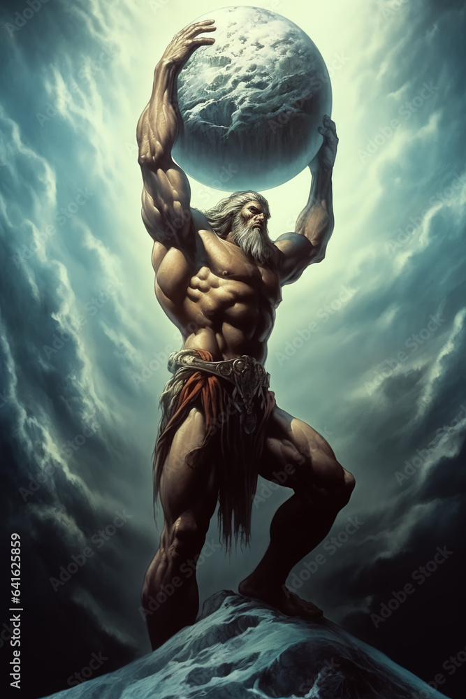 Atlas God. Mythical image Stock Illustration | Adobe Stock