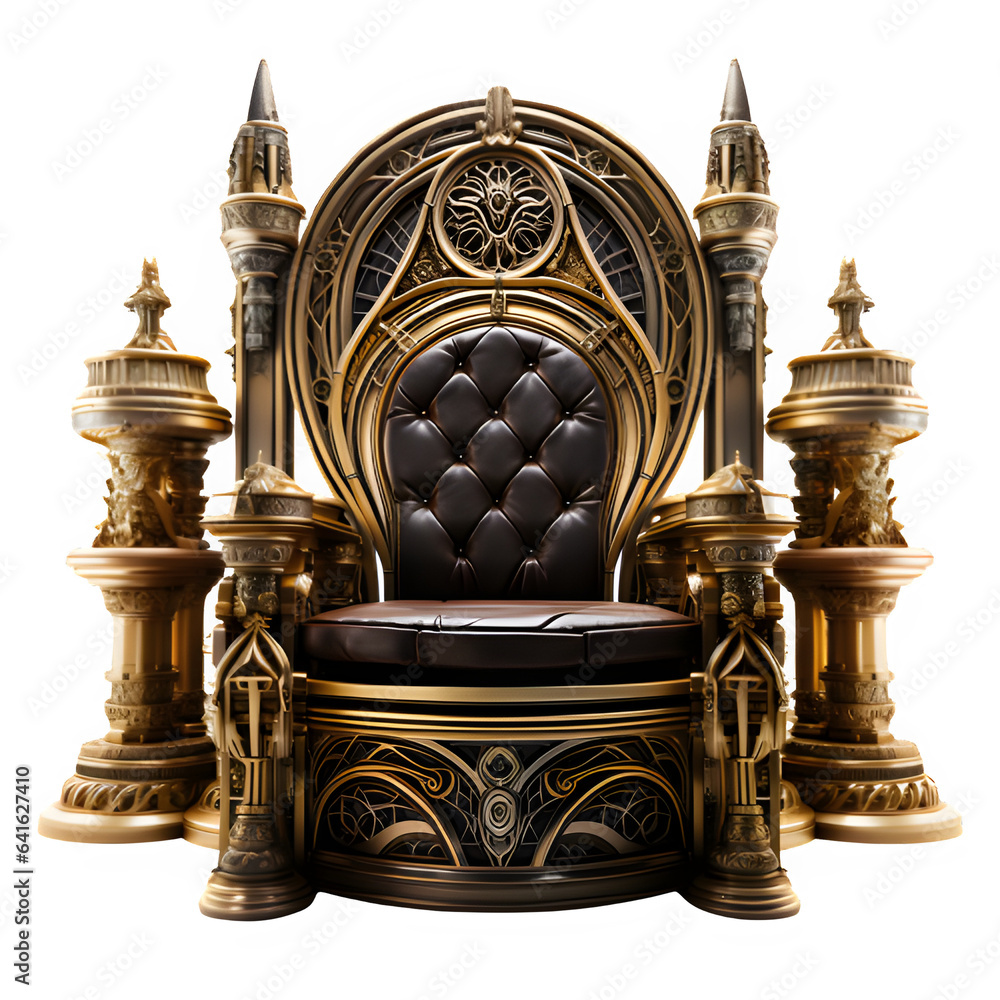 seat of the royal throne isolated on transparent background ,golden ...