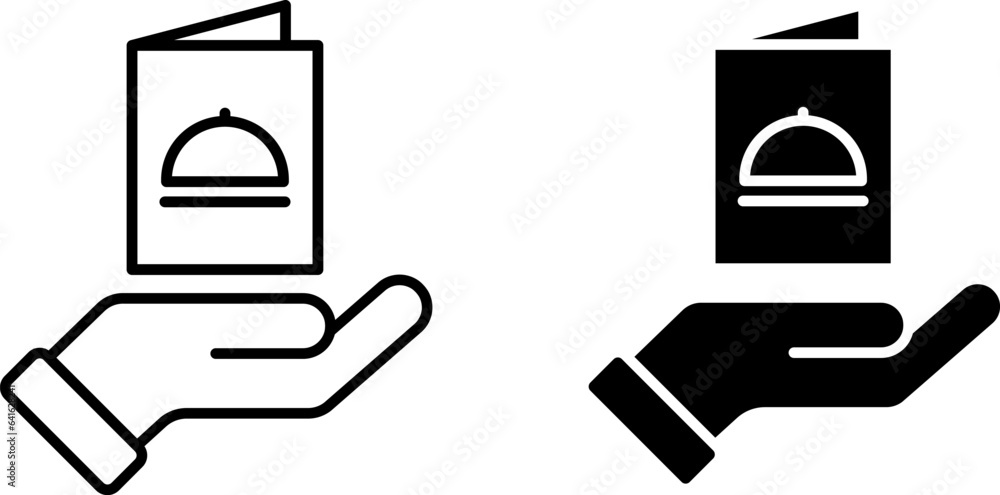 Food menu with hand icon set. Restaurant menu symbol Stock Vector ...