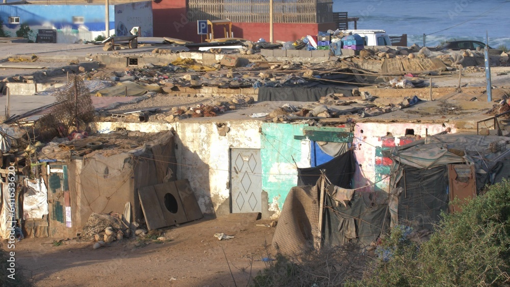Poverty-Stricken Fishing Village Shanty Town Slum Buildings in Morocco ...